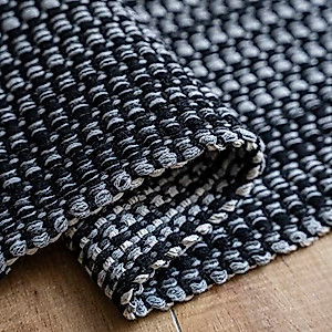 Uphome Washable Hallway Runner Rug, 2' x 6' Cotton Reversible Kitchen Rug Runner, Black Long Laundry Room Rug, Modern Farmhouse Woven Carpet for Bathroom Entryway Bedroom Foyer