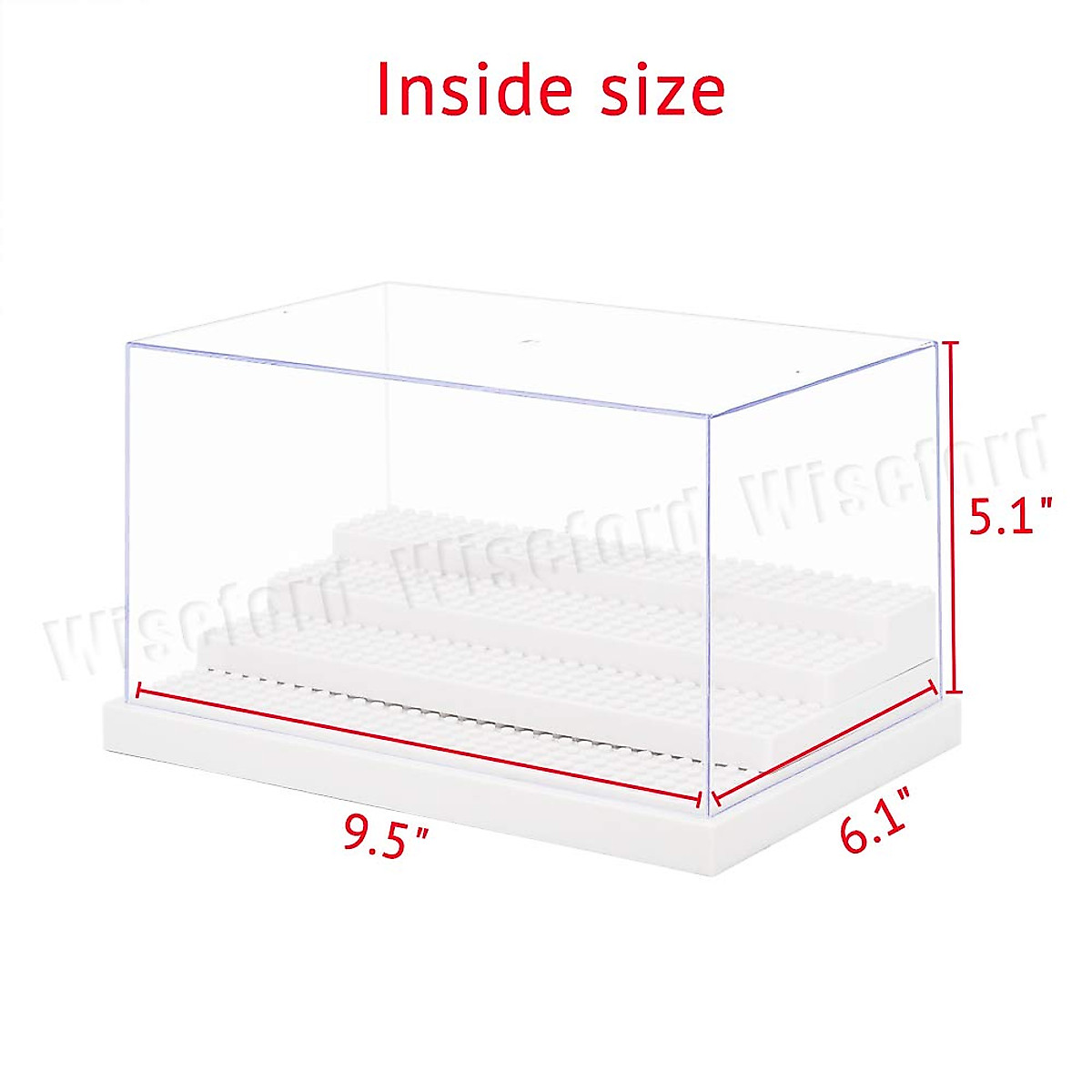Tingacraft Acrylic Display Case (9.5 x 6.1 x 5.1 inch) Clear Box for Minifigures, White
