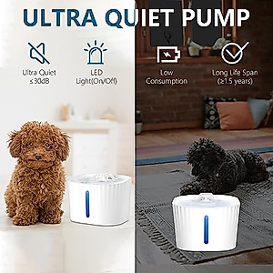 Cat Water Fountain, 101 fl oz/3L Automatic Pet Water Fountain with LED Light, Ultra-Quiet Dog Water Fountain, Activated Carbon Filter Pet Water Fountain for Cats, Dogs, Multi-Pet