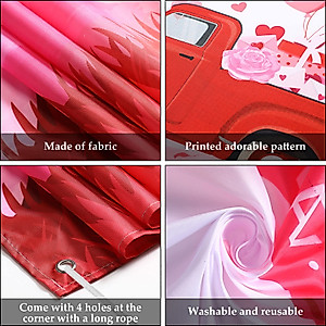 Valentine's Day Backdrop Valentine Backdrop Background for Photography Happy Valentine's Day Backdrop Banner Photo Booth Props Red Heart Backdrop for Mother's Valentine's Day Decoration (Truck)