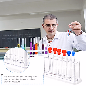 Plastic Test Tube Rack Set: 6pcs Laboratory Test Tube with Holder Stand Tube Detachable White Test Tube Storage Rack Stand