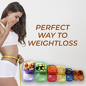 Portion Control Container and Food Plan (Labeled 14 Pcs) - 21 Day Portion Control Container Kit for Weight Loss - 21 Day Tally Chart with e-Book