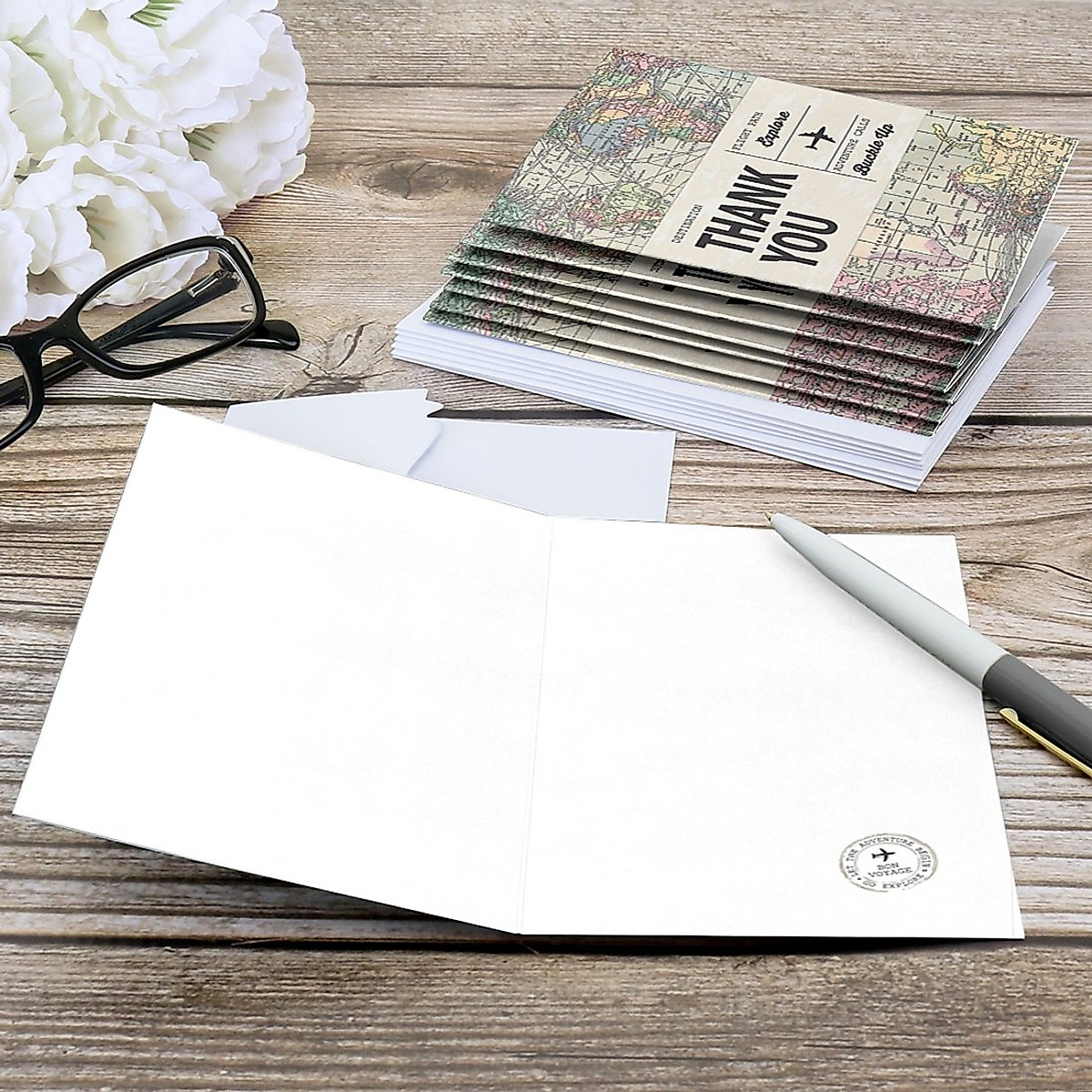 Big Dot of Happiness World Awaits - Travel Themed Party Thank You Cards (8 count)