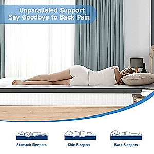 wowttrelax Queen Mattress 12 Inch, Hybrid Memory Foam Mattress, Pocket Innerspring Mattress in a Box, 9-Zone Orthopedic Double Mattress Queen Size for Back Pain, Pressure Relief, Medium Firm