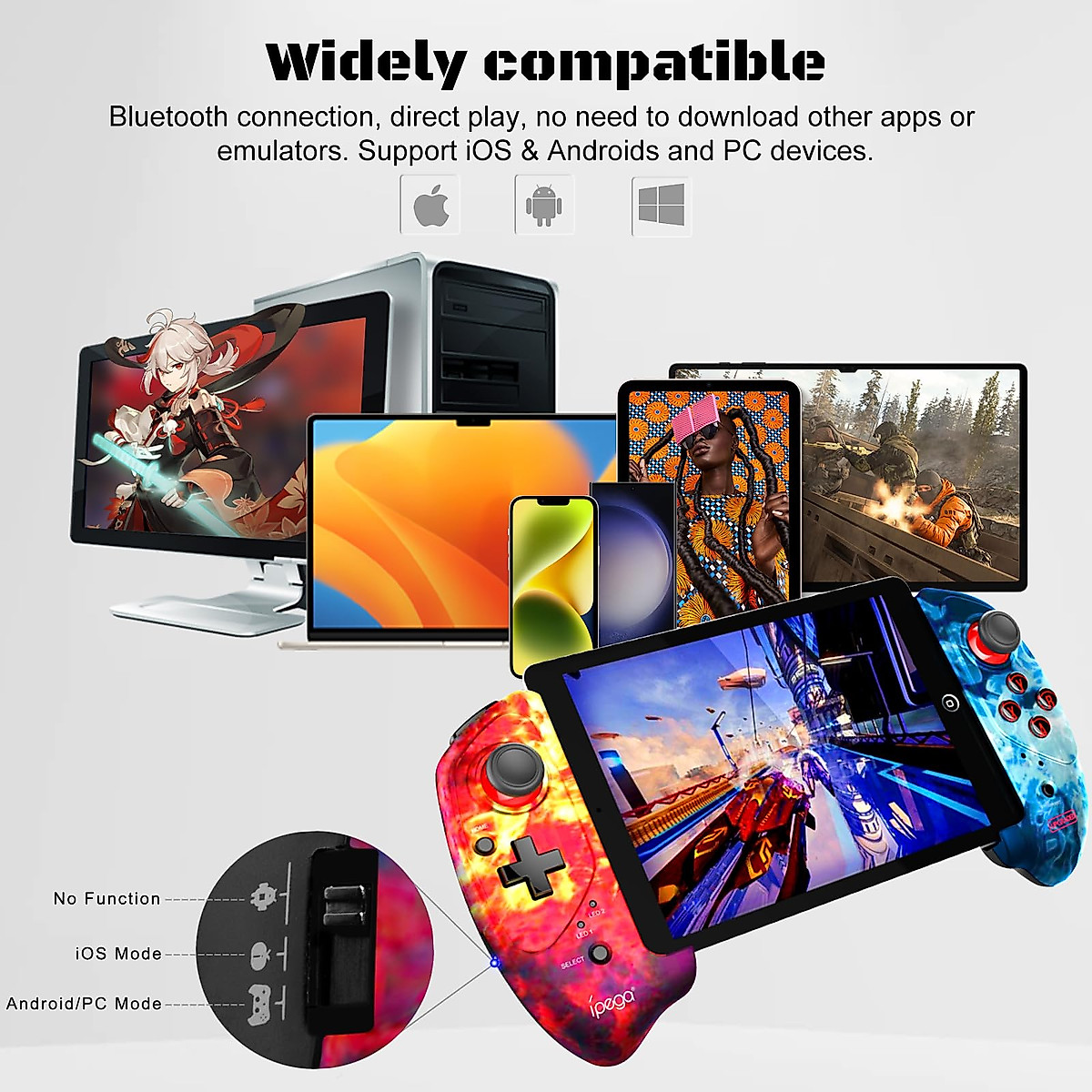 Joso Tablet Controller (11"), Phone Controller for iPhone, iPad, Android, Galaxy Z Fold4, Galaxy Z Flip4, Galaxy S23 S22 21Ultra, Fire HD 10, 8 to Play COD Mobile, Wireless Game Joystick Direct Play
