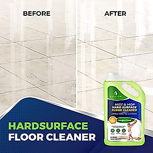 Hard Surface Liquid Floor Cleaner Solution Mist & Mop Ready-To-Use for Marble, Stone, Granite, Tile, Vinyl, Laminate, Linoleum - Multi-use - Safe, Gentle, & Natural - Removes Dirt, Stains, & Odors - Lemongrass Scent, 1 Gallon (128 oz.)