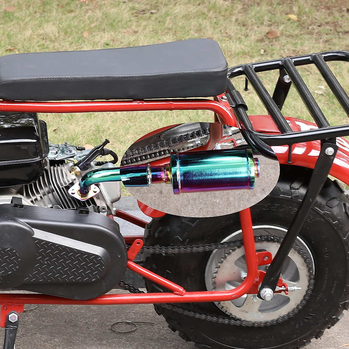 GREHUA Upgrade Exhaust Muffler Silencer for Non Hemi Predator 212cc 196cc GX160 420cc GX390 CT200U BT200X KT196 Baja Massimo MB200 98cc CT100U CC100X Mini Bike Go Kart Parts with Heat Shield Wrap Roll