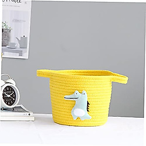 Beatifufu Tv Controller Holder Desktop Sundries Organizer Storage Basket Toy Container Woven Tray Fruit Containers Bracket Storage Box Storage Bucket Storage Rope Cell Phone Yellow Child