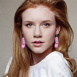 70s 80s Hot Pink Acrylic Mobile Phone Radio Games Console Skating Shoes Dangle Drop Earrings for Women Retro Cartoon Funny Colorful Neon Resin Machine Toy Earrings for 1980s Party Halloween Jewelry Gifts (Mobile phone earrings)