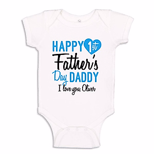 The Shirt Den Happy 1st Father's Day Baby Bodysuit Infant One Piece NB White