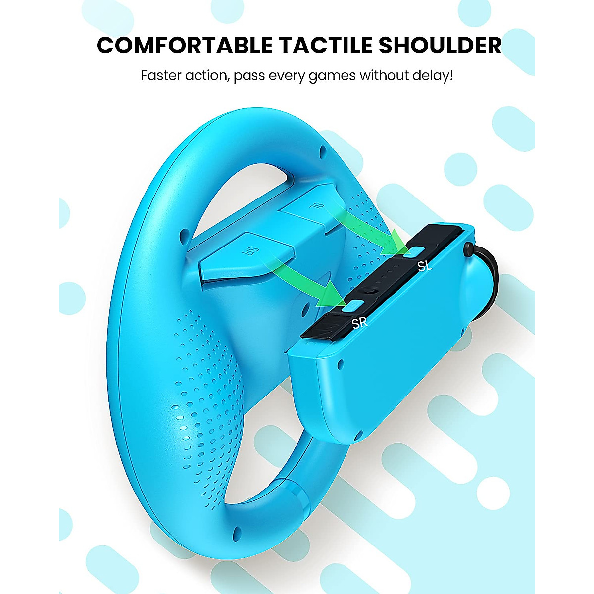 VOYEE Steering Wheel Compatible with Nintendo Switch Wheel, Family Use Accessories Compatible with Switch JoyCon Controllers, 2 Pack (Blue and Red)