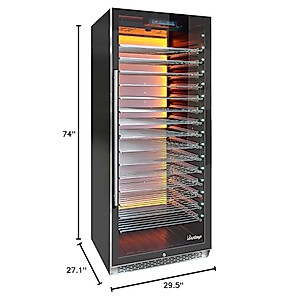 Vinotemp EL-300COMM Cellar Cooler Refrigerator, Built-in or Freestanding Wine Fridge with Touchscreen Temperature Control Glass Door and Safety Lock, 188 Bottle, Black