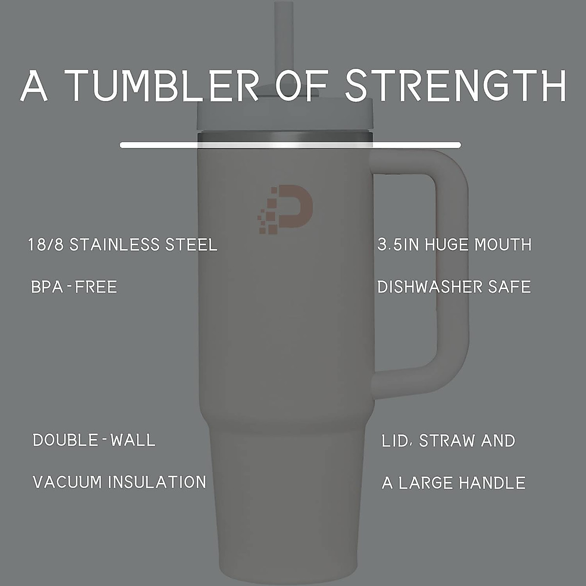 Acuewuja 30oz/890ml Tumbler With Handle, Lid, Straw And Silicone Boot Reusable Double Wall Vacuum 18/8 Stainless Steel Coffee Travel Mug Portable Insulated Beer Cup (Rose Quartz)