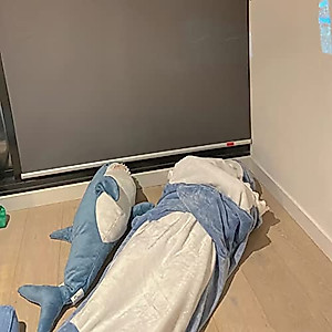 Shark Blanket Adult,Comfy Shark Blanket Hoodie,Super Soft Cozy Flannel Hoodie Wearable Shark Blanket Sleeping Bag,Shark Onesie Blanket((L),67 inches)