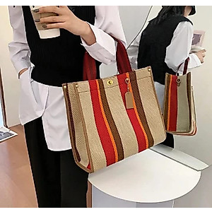 Womens Shoulder Bags - Casual Handbags - Strip Fashion Design - Bag for Travel, Office, School (Brown)
