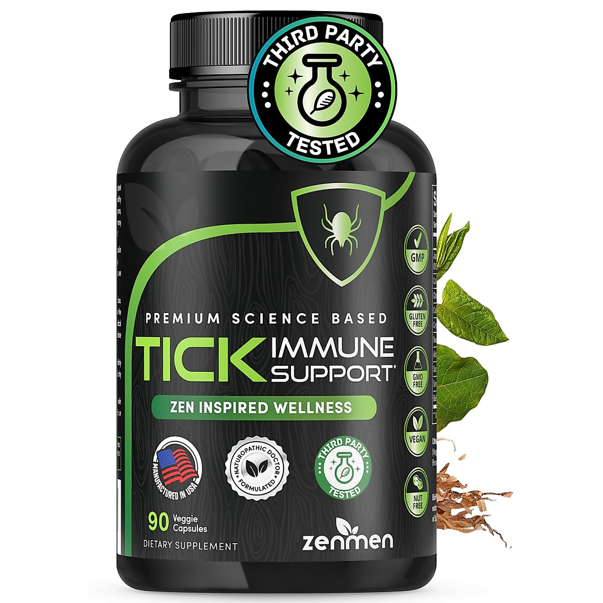Zenmen Tick Immune Support Supplement - Improved Formula - Japanese Knotweed, Cat's Claw, Chinese Skullcap, Cryptolepis Sanguinolenta, Sweet Wormwood - 90 Vegan Capsules, Made in The USA