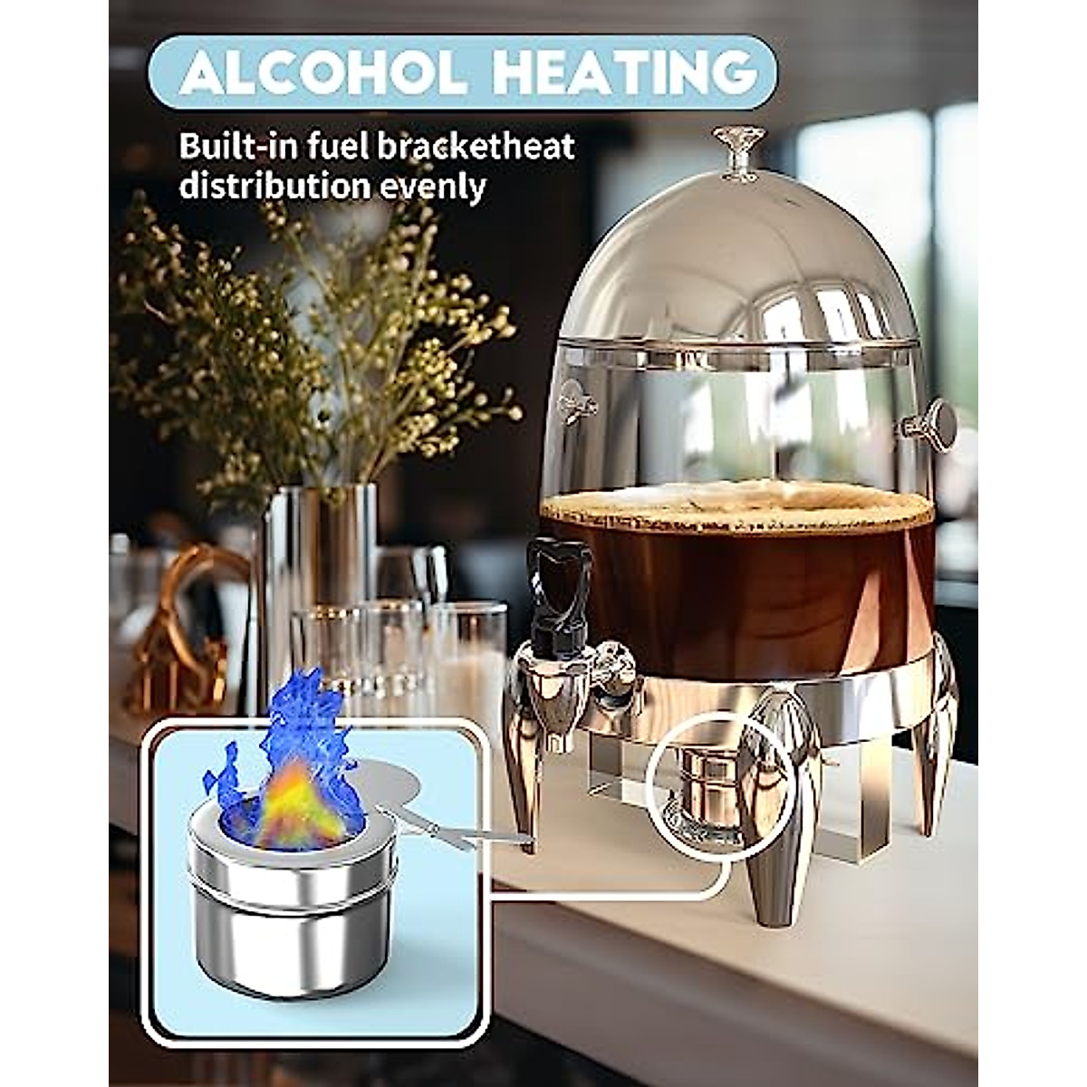 Beverage Dispenser 3 Gallon Hot And Cold Plastic Drink Dispenser with Spigot Lemonade Tea Water Coffee Chafer Urn With Ice Core, for Parties Buffet Catering Hot & Cold Drinks (PC Transparent)