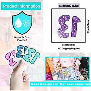 Tuoshei 36 Pcs Eras Tour Merch,13 Temporary Tattoo,13 Tattoo, Hand tattoo, Star Temporary Tattoos, Concert Accessories for Swifties Gifts