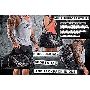 Gym Maniac Gym Bag with Shoe Compartment for Men and Women - Versatile Design Doubles as a Duffle, Backpack, Overnight and Crossbody - Workout Gear and Sports Accessories - Football, Cheer, Wrestling