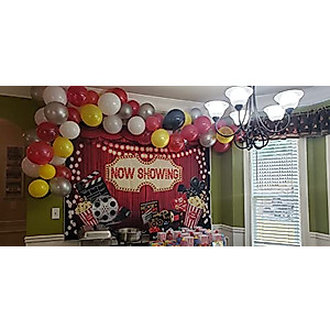 BINQOO 7x5ft Movie Night Backdrop for Birthday Party Movie Theme Now Showing Red Carpet Photography Backdrop and Studio Props Movie Party Ceremony Dress-up Awards Parties Photo Photography Background