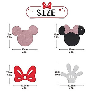 30CT Minnie Hanging Swirls Happy Birthday Decorations, Pink Mini Mouse Theme Party Decorations, Minnie Streamers for Ceiling Mouse Cartoon Party Supplies Pink Glitter Party Decor Girls Baby Shower