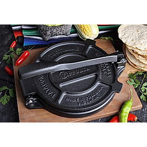 Victoria 6.5 Inch Cast Iron Tortilla Press. Tortilla Maker, Flour Tortilla press, Rotis Press, Dough Press, Pataconera Seasoned with Flaxeed Oil