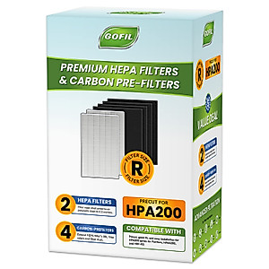 GOFIL 2 Pack Replacement Filters Include 2 HEPA & 4 Carbon Pre-filters Compatible with Air Purifier Model HPA200 series, HPA204, HPA250, and HPA5200, HRF-R2