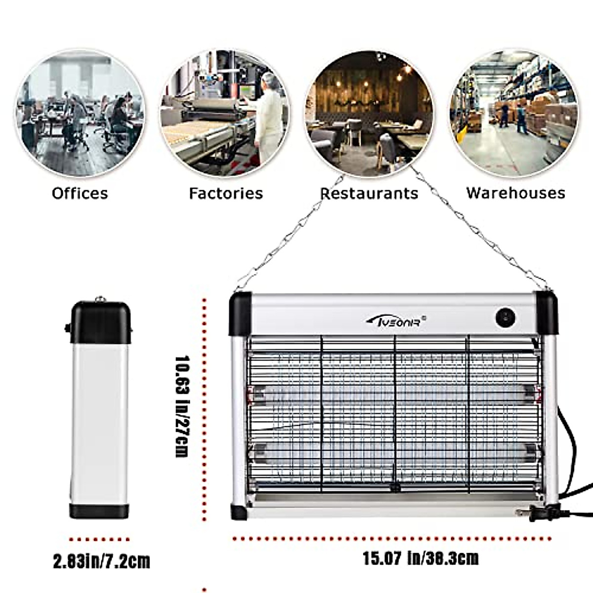 Electric Bug Zapper Indoor, Upgraded 2PCS UV Light, Modern and Stylish Fly Zapper, Fly Trap Up to 2000 Sq Ft, Fly Mosquito Insect Zapper for Home Kitchen Restaurant Bakery Balcony Patio Office