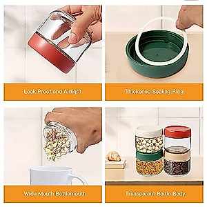MR.KIANGCI 4 Pack 10oz Glass Jar with Lid,Leak Proof Glass Jars for Overnight Oats,Reusable Small Mason jars Overnight Oats Jars for Fruit, Salad, Dressing, Snacks Cereal,Sauce,Cerea,Sugar,Beans