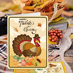 WorldBazaar Thanksgiving Greeting Cards with Envelopes 24PCS Watercolor Thanksgiving Day Pumpkin Turkey Cards Fall Autumn Thanksgiving Party Supplies