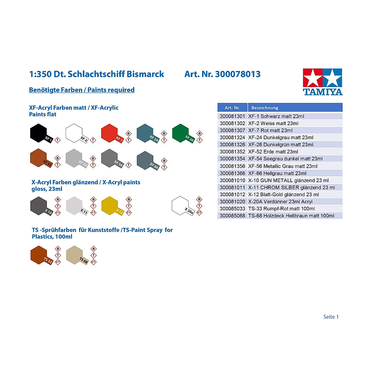 Tamiya 78013 1/350 German Battleship Bismarck Plastic Model Boat Kit