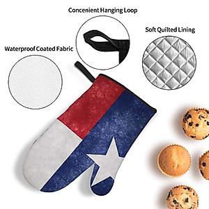 Msacrh Texas Flag Oven Mitts and Pot Holders Sets of 4, Cotton Lining with Non-Slip Hot Pads Heat Resistant Oven Gloves for Kitchen Cooking Baking Grilling