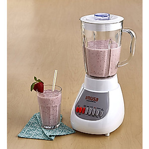 IMUSA USA GAU-80313W 10-Speed Countertop Blender with 42 oz Glass Jar, White