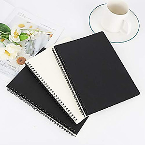 EUSOAR Blank Notebook Journal, B5 3 packs 7.3"x10.2" Black Hardcover Spiral Plain Travel Writing Notebooks, Notepad Sketchbook, Students College Office Business Subject Diary Spiral Book Journal