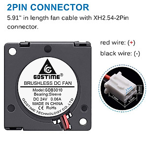 GDSTIME 24V 30mm Blower Fan 30mm x 30mm x10mm 3D Printer Cooling Replacement Fan