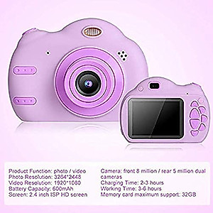 LKYBOA Mini Purple Camera，Dual Lens HD Children Digital Cameras for Boys Birthday Toy Kid Chargeable