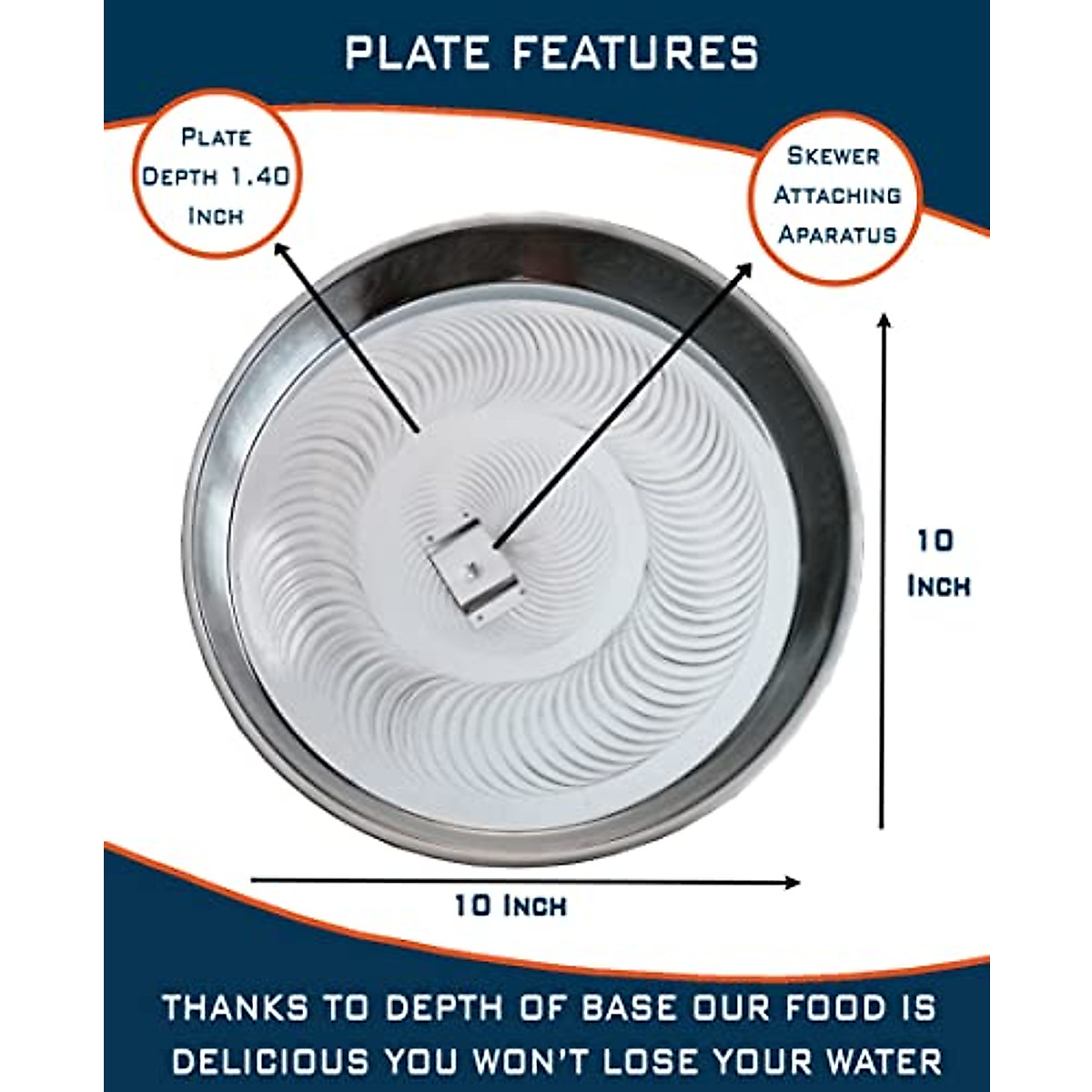 Al Pastor Skewer for Grill, 7.5'' and 10'' Skewers, 10"x10" and 1.40 depth Stainless Steel Base Plate,Vertical Skewer,Bbq Vertical Skewer,Trompo Para Tacos Al Pastor,Vertical Rotisserie,Vertical Spit