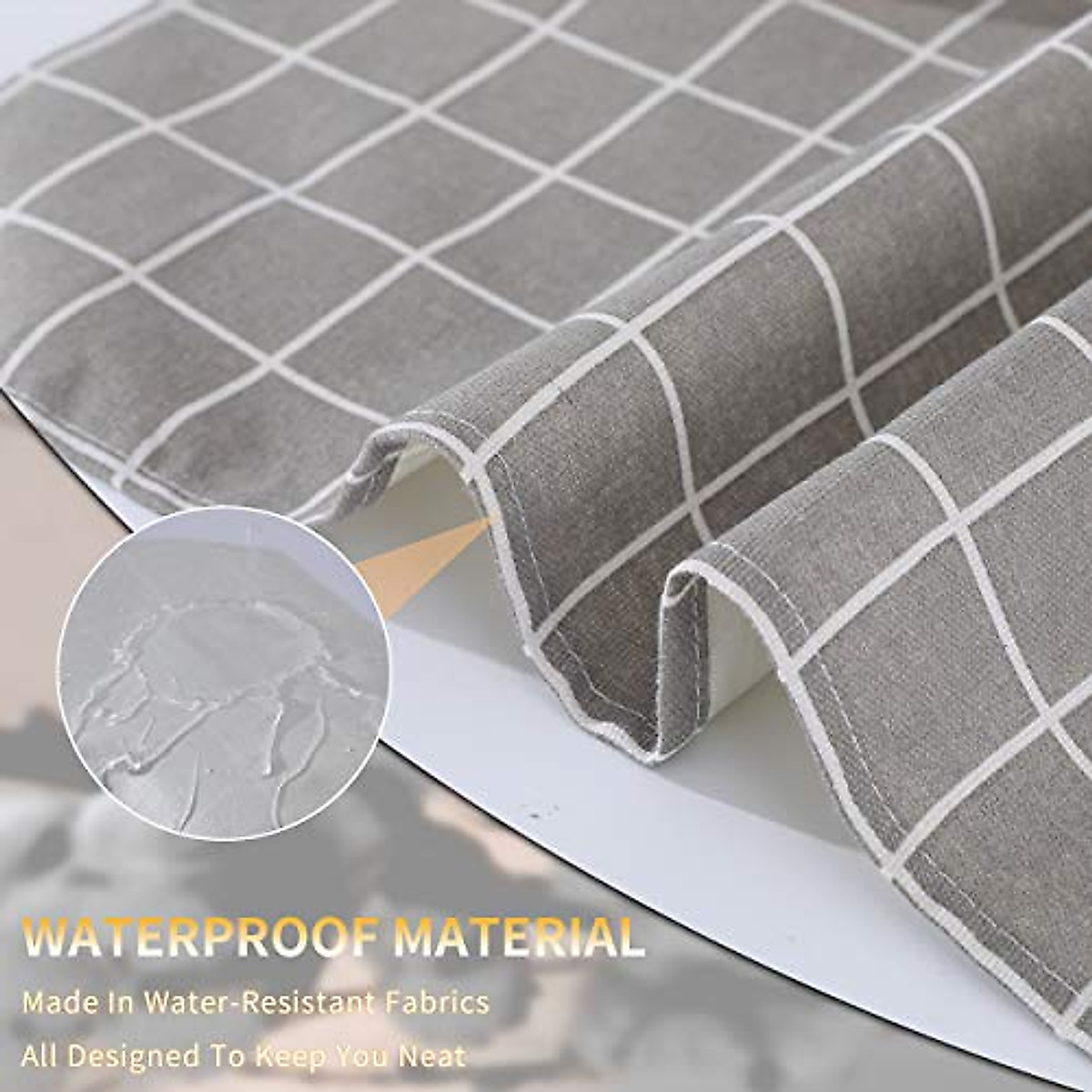 Tosewever 2 Pieces Cotton Linen Waterproof Bib Kitchen Apron with Pockets - Long Ties Adjustable Neck Strap - Unisex BBQ Cooking Drawing Crafting Aprons for Women Chef (Grey/Green, 2)