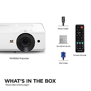 ViewSonic PA700W 4500 Lumens WXGA High Brightness Projector w Vertical Keystone for Business and Education