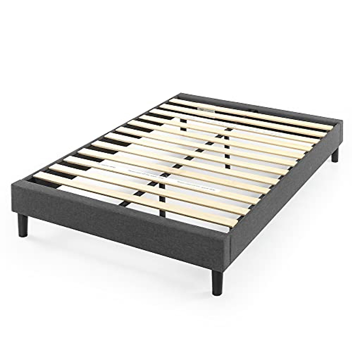 ZINUS Curtis Upholstered Platform Bed Frame / Mattress Foundation / Wood Slat Support / No Box Spring Needed / Easy Assembly, Grey, King