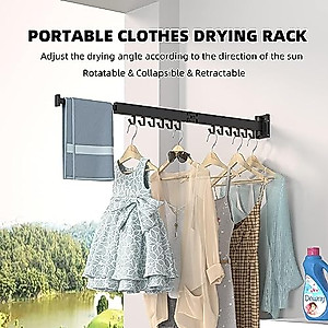 BHeadCat Clothes Laundry Drying Rack Wall Mounted, Retractable Garment Hanger with Hooks, Easy to Install, Strong Load-Bearing, Tri-Collapsible Clothes Dry Rack for Balcony, Bathroom, Bedroom