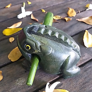 Cozinest 5" Wooden Frog Percussion Instrument Wood Frog Guiro Rasp Tone Block Thailand Handcraft Musical Lucky Frog Home Office Decoration Nice Gift (Green)
