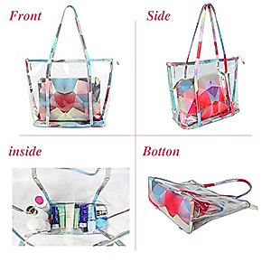 MICOM Clear Purse PVC Transparent Bag Work Handbags for Women Girls (Pink)