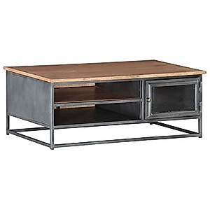 QJBSAVVA Coffee Table Gray 35.4"x19.7"x13.8" Solid Acacia Wood,Entrance Table Tray Tables Center Table Low Table Suitable for Meeting Rooms, Reception Rooms, Offices