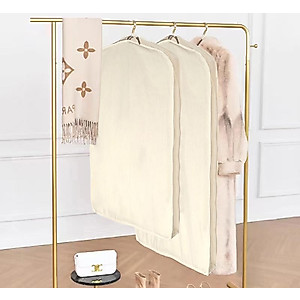 100% cotton canvas garment bags for closet storage and travel 4" Gussets bags with Side Zipper for clothes,coats,jackets,shirts,dresses garment cover for hanging clothes storage (24 * 60 * 4")