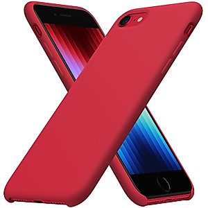 ORNARTO Designed for iPhone SE Case 3rd/2nd Gen/2022/2020, for iPhone 7/8 Case, Liquid Silicone Case with Open Bottom, Soft Gel Rubber Case Cover for iPhone SE 4.7 inch - Red