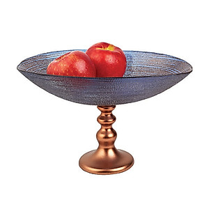 Elegant and Modern Unique Dory Footed Oval Bowl - Gold Hand-Painted Glass (12")