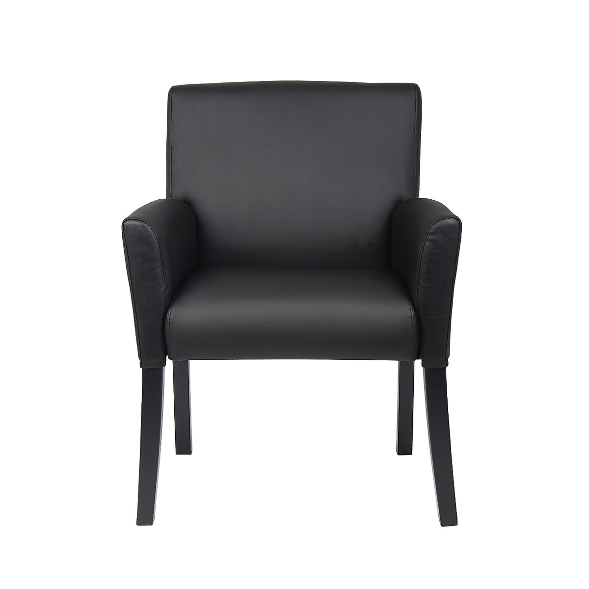 Boss Office Products Executive Box Arm Chair with Mahogany Finish in Black