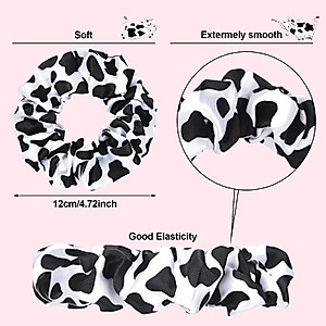 20 Pieces Cow Print Scrunchies Cow Hair Scrunchies Woman Scrunchy Hair Ties Elastic Silk Satin Scrunchies Hairband Scrunchy Ponytail Holder for Player Team Party Hair Accessories(Black)