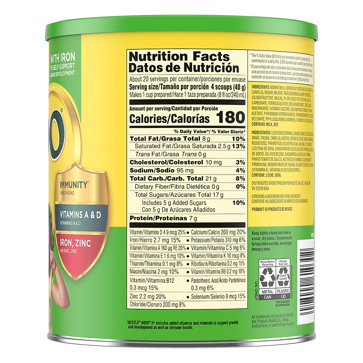 Nestle Nido 3+ Toddler Powdered Milk Beverage, 1.76 Pound